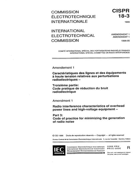 Cispr 18 3 Amd 1 Ed 1 0 B 1996 Amendment No 1 To Iec 18 3