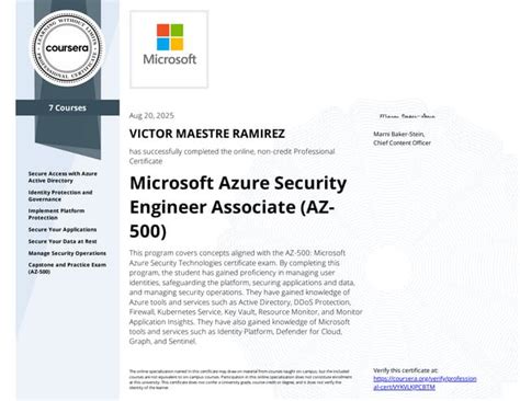 Microsoft Azure Security Engineer Associate Az 500 Professional