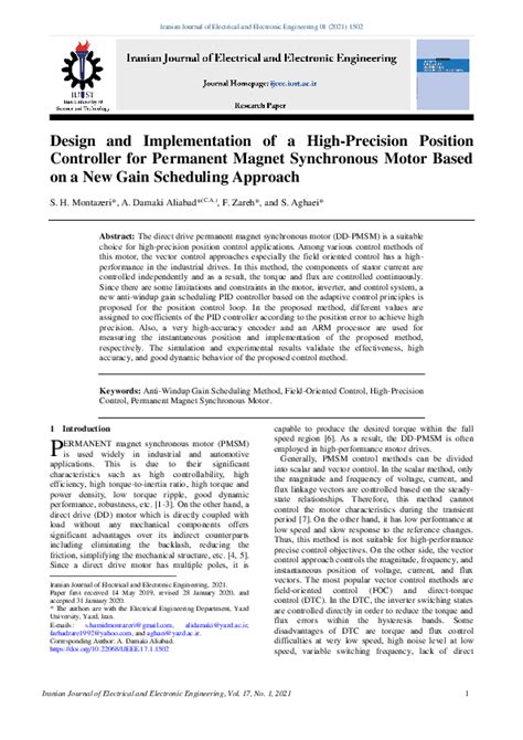 Pdf Design And Implementation Of A High Precision Position Controller For Permanent Magnet