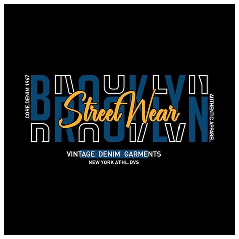프린트 티셔츠를 위한 브루클린 스트리트 웨어 타이포그래피 프리미엄 벡터