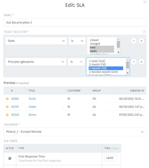 Sla And First Response Dont Work Technical Assistance Zammad Community