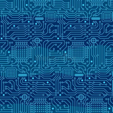 Seamless Blue Pattern From A Computer Microcircuit Stock Vector Illustration Of Board