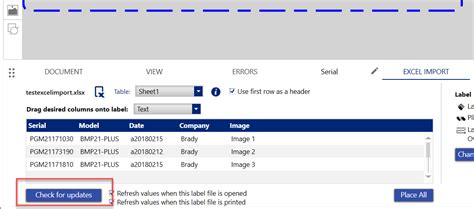 brady workstation import excel data into a label file in custom
