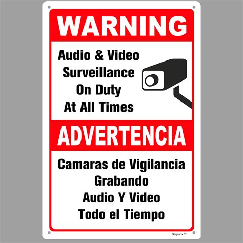Btfsigns Bilingual 12 X 16 Warning Sign Audio And Video Surveillance On