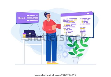 Programmer Working Concept People Scene Vector Stock Vector Royalty Free Shutterstock