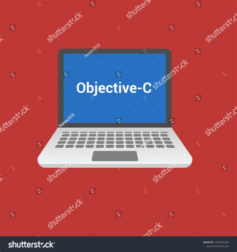 Objectivec Programming Language Laptop Flat Design Stock Vector