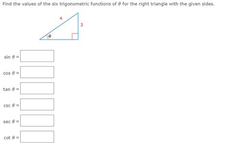 Solved Find The Values Of The Six Trigonometric Functions Of Chegg Com