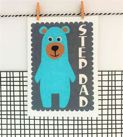Step Dad Card Greetings Card Fathers Day Card Bear Card Dad