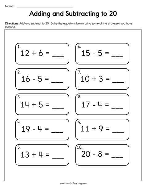 Add And Subtract Within 10 Worksheets Subtraction Within 10