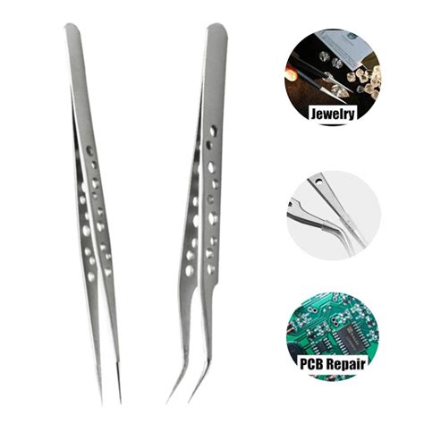 전자 산업용 정전기 방지 스테인레스 스틸 산업용 핀셋 정밀 곡선 스트레이트 핀셋 수리 수공구 1 개 Aliexpress