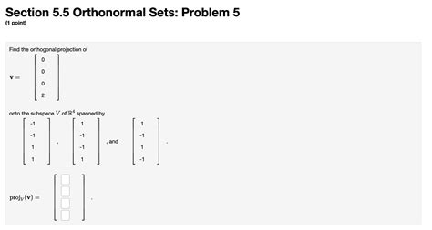 Solved Point Find The Orthogonal Projection Chegg