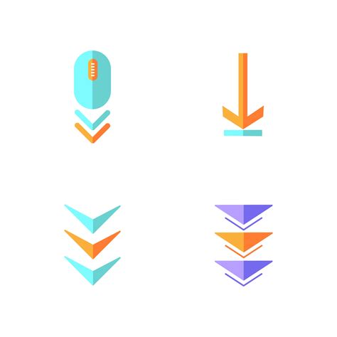 Scrolling Down And Uploading Indicators Flat Design Color Icons Set 3159221 Vector Art At Vecteezy