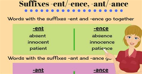 Suffixes Words Ending With Suffixes Ent Ence And Ant Ance