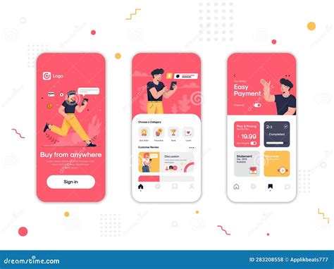 Flat Design App Screens Online Shopping Stock Vector Illustration Of Slide Website 283208558