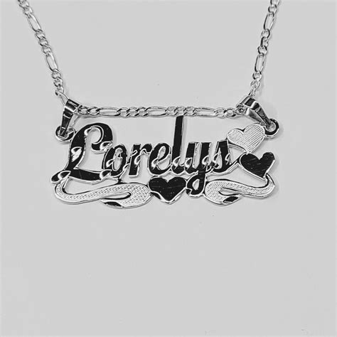 Sterling Silver Nameplate Necklace Custom Script Name Pendant Etsy