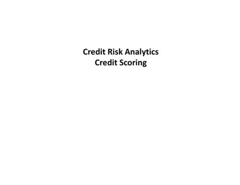 Credit Risk Analytics Credit Scoring Pdf