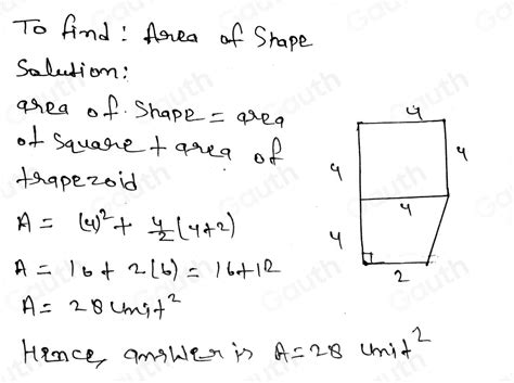 Solved Find The Area Of The Shape Shown Below 4 Units2 Math