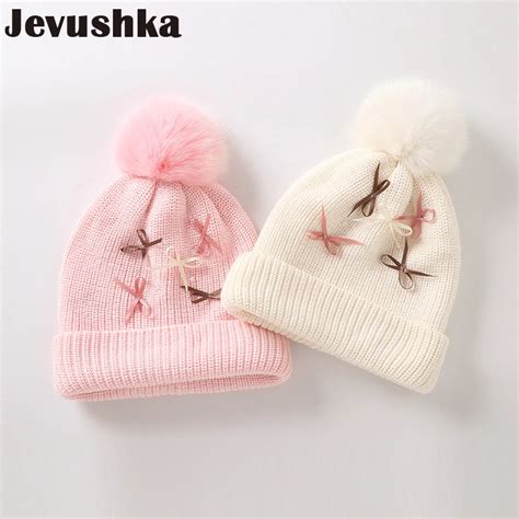 진짜 여우 모피 Pompom 모자 겨울 아기 모자 니트 비니 모자와 스카프 여자 Ht054모자 And 캡모자 Aliexpress