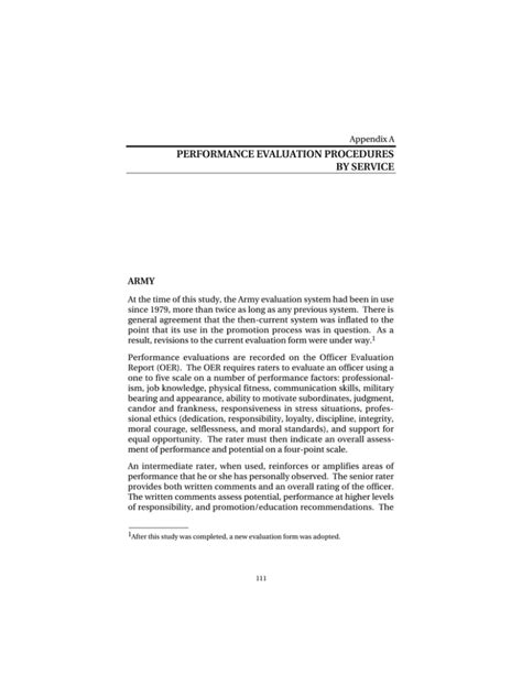 Performance Evaluation Procedures By Service Army