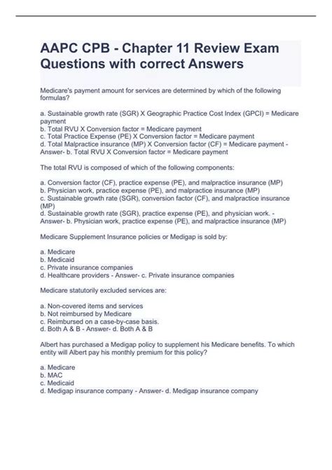 Aapc Cpb Chapter 11 Review Exam Questions With Correct Answers Aapc Cpb Stuvia Us