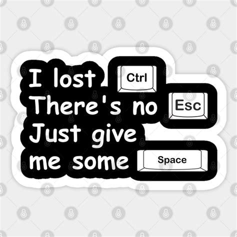 I Lost Ctrl Theres No Esc Just Give Me Some Space Funny Geek T Sticker Teepublic