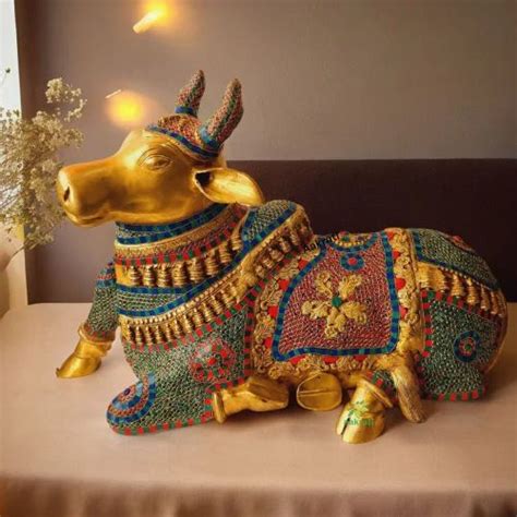 Brass Big Nandi Figurine For Temple Decor And T Items Home Decor Brass Nandi Table Decor At