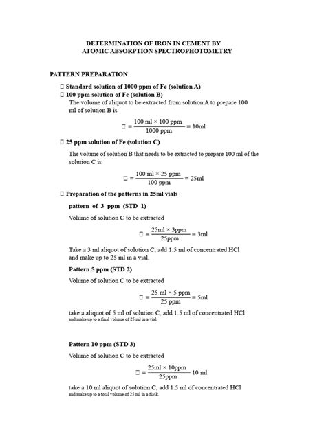 Determination Of Fe In Cement Pdf Parts Per Notation Iron