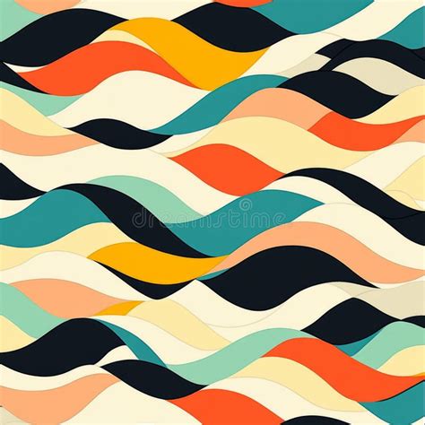A Geometric Ocean Waves Illustration With Stylized Curling Wave Shapes In A Repeating Abstract