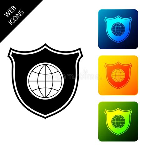 Shield With World Globe Icon Isolated On White Background Security Safety Protection Privacy