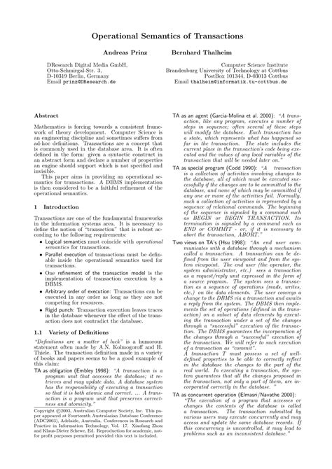 PDF Operational Semantics Of Transactions