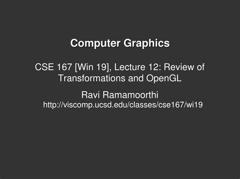 Ppt Review Of Transformations And Opengl Powerpoint Presentation