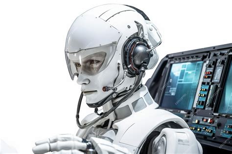 Premium Photo Robot Pilot Navigating Aircraft Flight