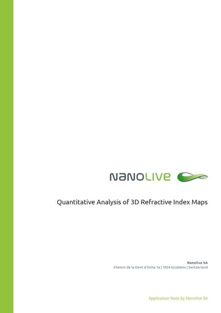 Quantitative Analysis Of 3d Refractive Index Maps Pdf