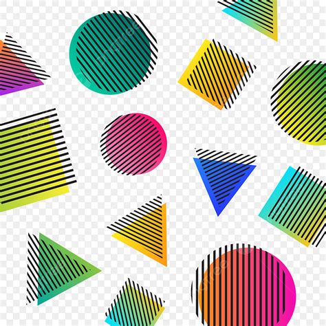 Colorful Geometric Form Lines On Triangle Square And Circle Shapes