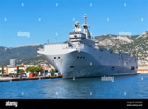 French Navy Mistral Class Aircraft Carrier L9013 At Toulon Harbour