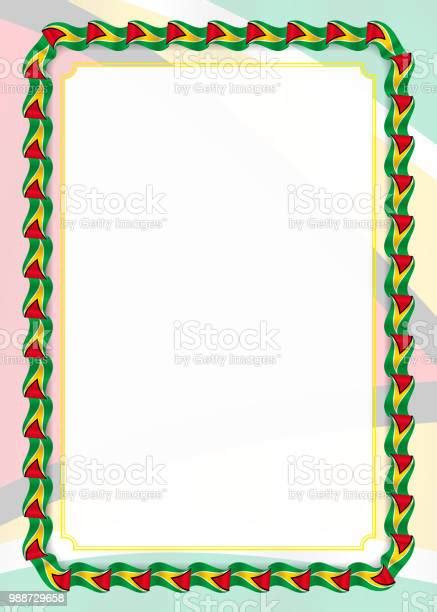 프레임과 리본 가이아나 국기 인증서 및 학위에 대 한 서식 파일 요소의 테두리 벡터 가이아나에 대한 스톡 벡터 아트 및 기타 이미지 가이아나 공란 교육 Istock