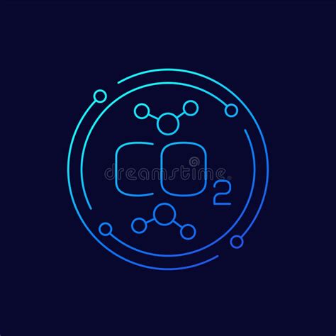Co2 Molecules Icon Carbon Dioxide Linear Design Stock Illustration