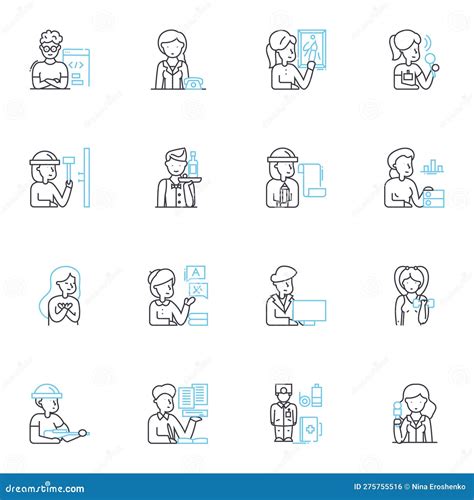 Efficient Work Linear Icons Set Productive Organized Streamlined