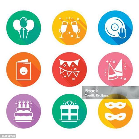 파티 축 하 선 아이콘 설정합니다 생일 휴가 이벤트 카니발 축제 기본 파티 요소 아이콘 컬렉션입니다 벡터 선형 디자인은 간단한 실루엣입니다 그림입니다 기호입니다 마스크 선물