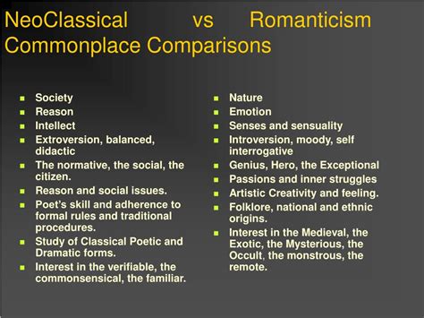 Ppt Neo Classicism Vs Romanticism Commonplace Cliché Comparisons