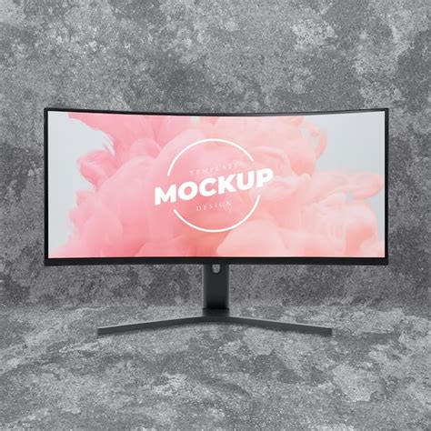 Premium Psd Editable Curve Screen Monitor Branding Mockup Premium Psd Editable Curve Screen Monitor Branding Mockup