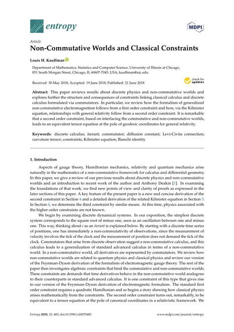 Pdf Non Commutative Worlds And Classical Constraints