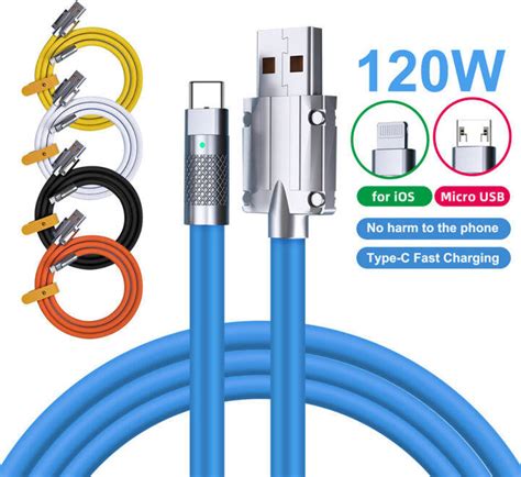 120W 6A Super Fast Charge Type C Liquid Silicone Quick USB Cable For Huawei USB Charger Cables
