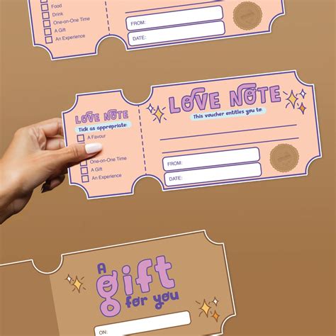 Printable Personalised Iou I Owe You Coupon Love Note Voucher