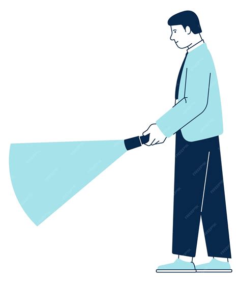 Premium Vector Man With Flashlight Work Ideas Searching Icon