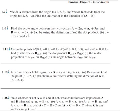 Solved Exercises Chapter Vector Analysis Vector A Chegg Com