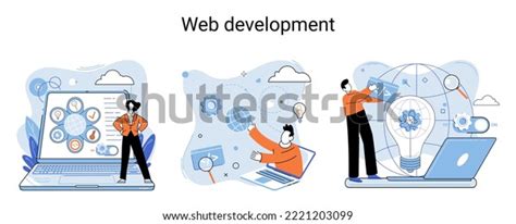 Web Development Metaphor Coding Programming Responsive Stock Vector