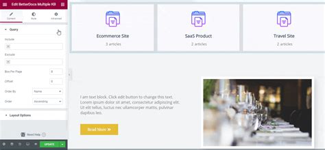 how to create multiple knowledge bases with elementor and betterdocs