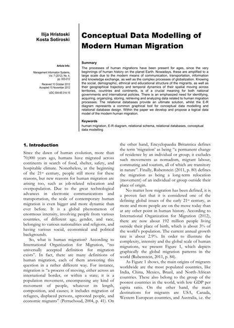 Pdf Conceptual Data Modelling Of Modern Human Migration