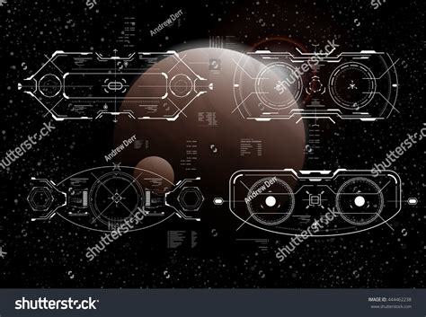 Head Up Display Elements Spaceship Interface Futuristic Stock Vector Royalty Free 444462238